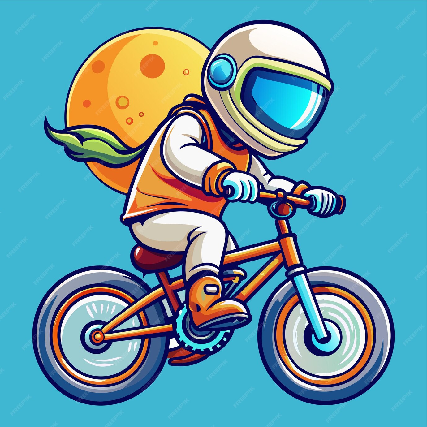 A Cartoon Drawing Of A Person On A Bike With A Helmet On Premium Ai Generated Vector
