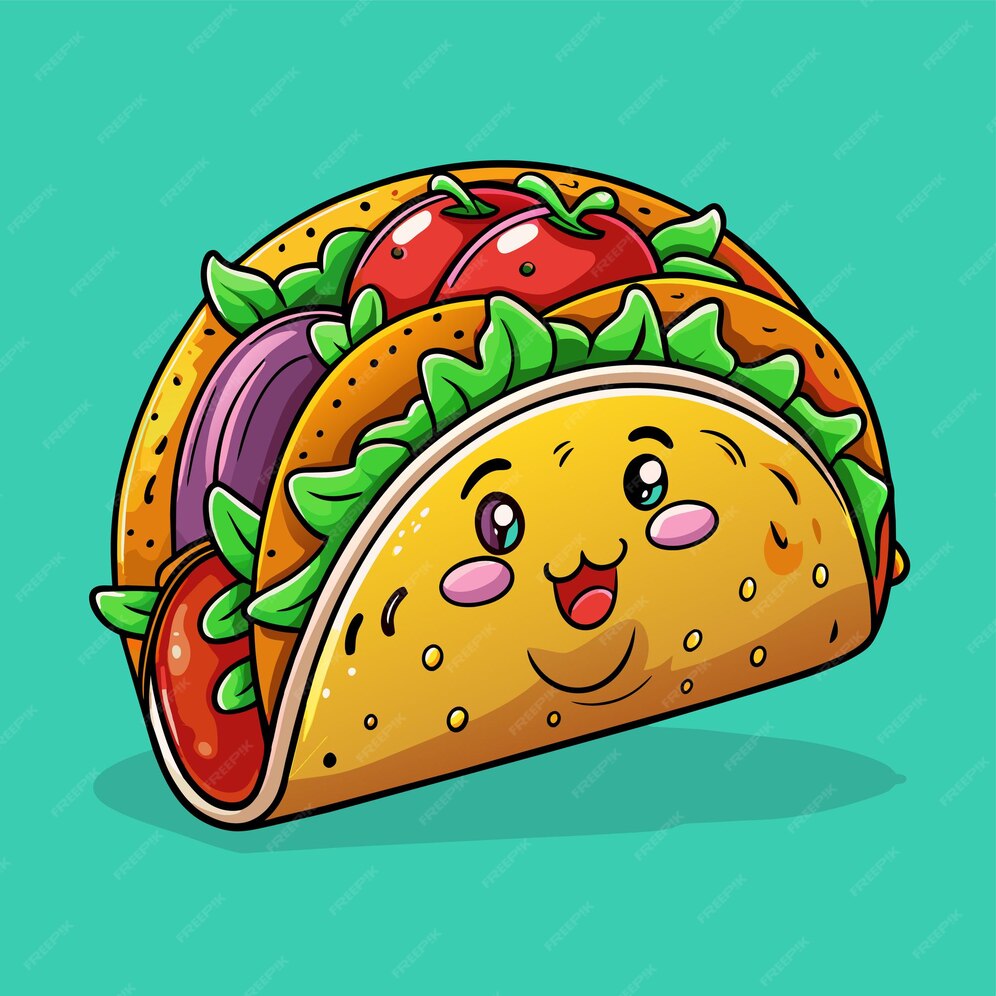 Premium Vector A Cartoon Drawing Of A Taco That Has A Face On It