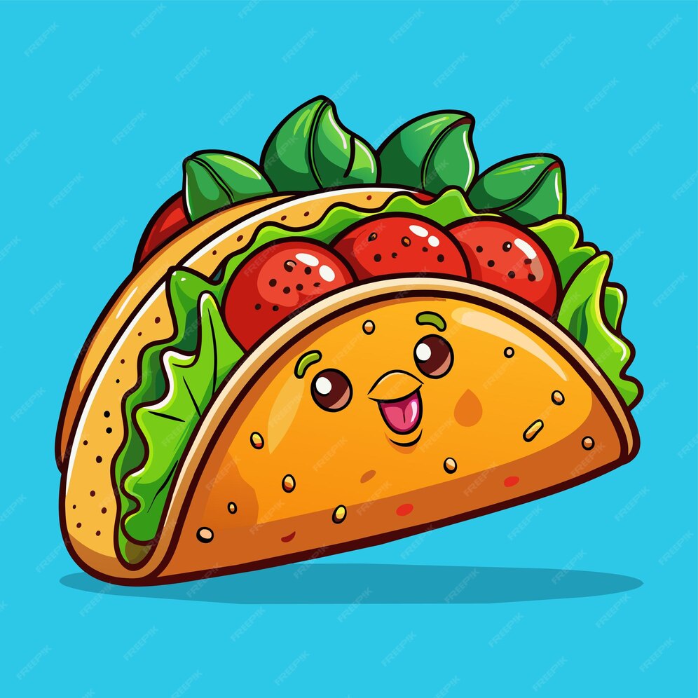 Premium Vector A Cartoon Drawing Of A Taco With A Face On It