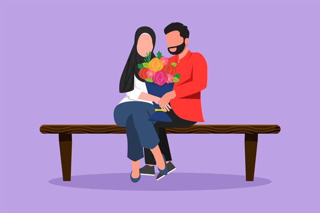 Premium Vector Cartoon Flat Style Drawing Two Couple Hikers Sitting
