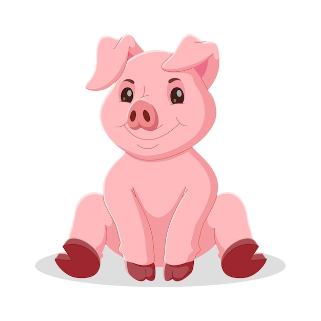 Premium Vector | Cartoon funny pig sitting Vector illustration Premium Vector | Cartoon funny pig sitting Vector illustration