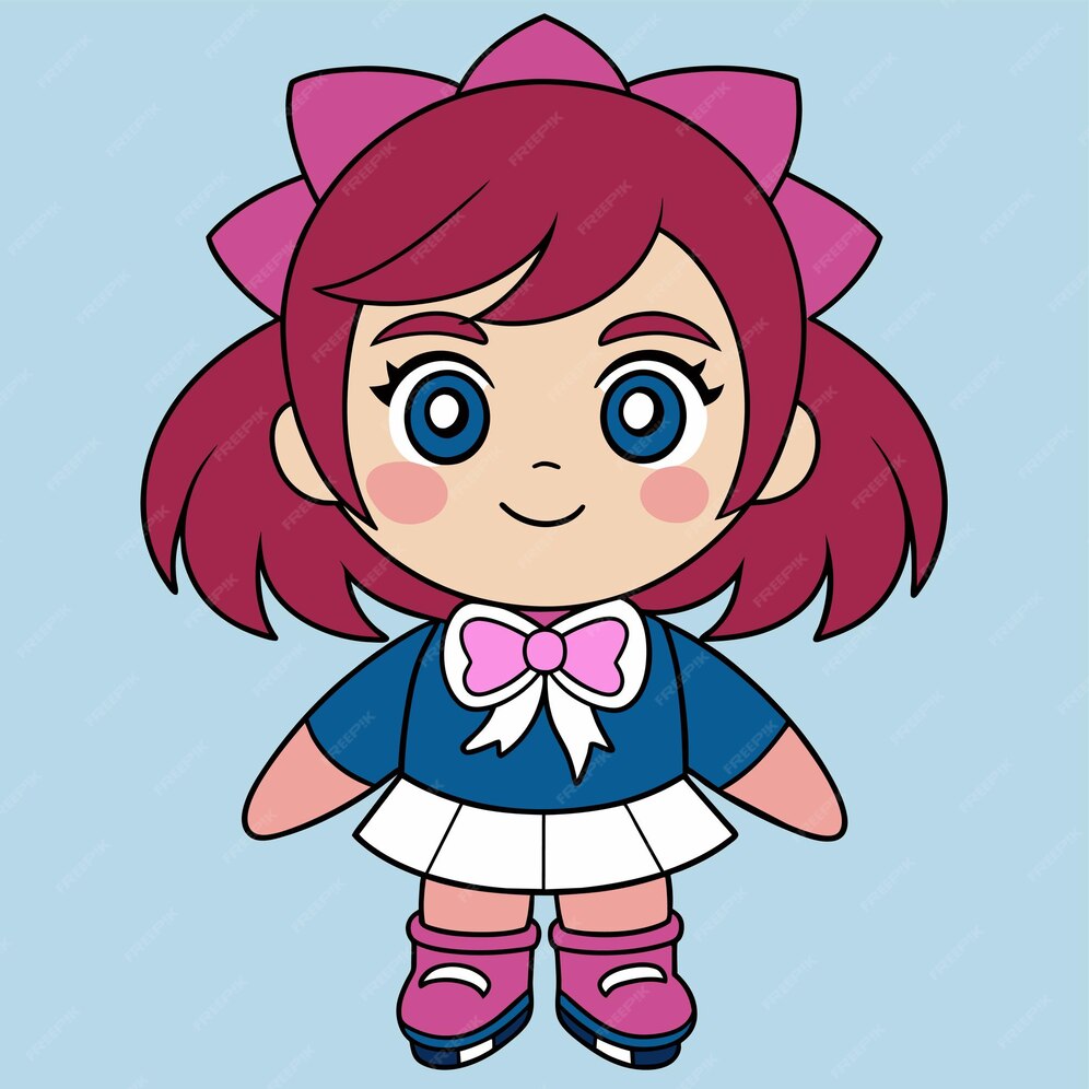 Premium Vector A Cartoon Girl With A Bow On Her Hair