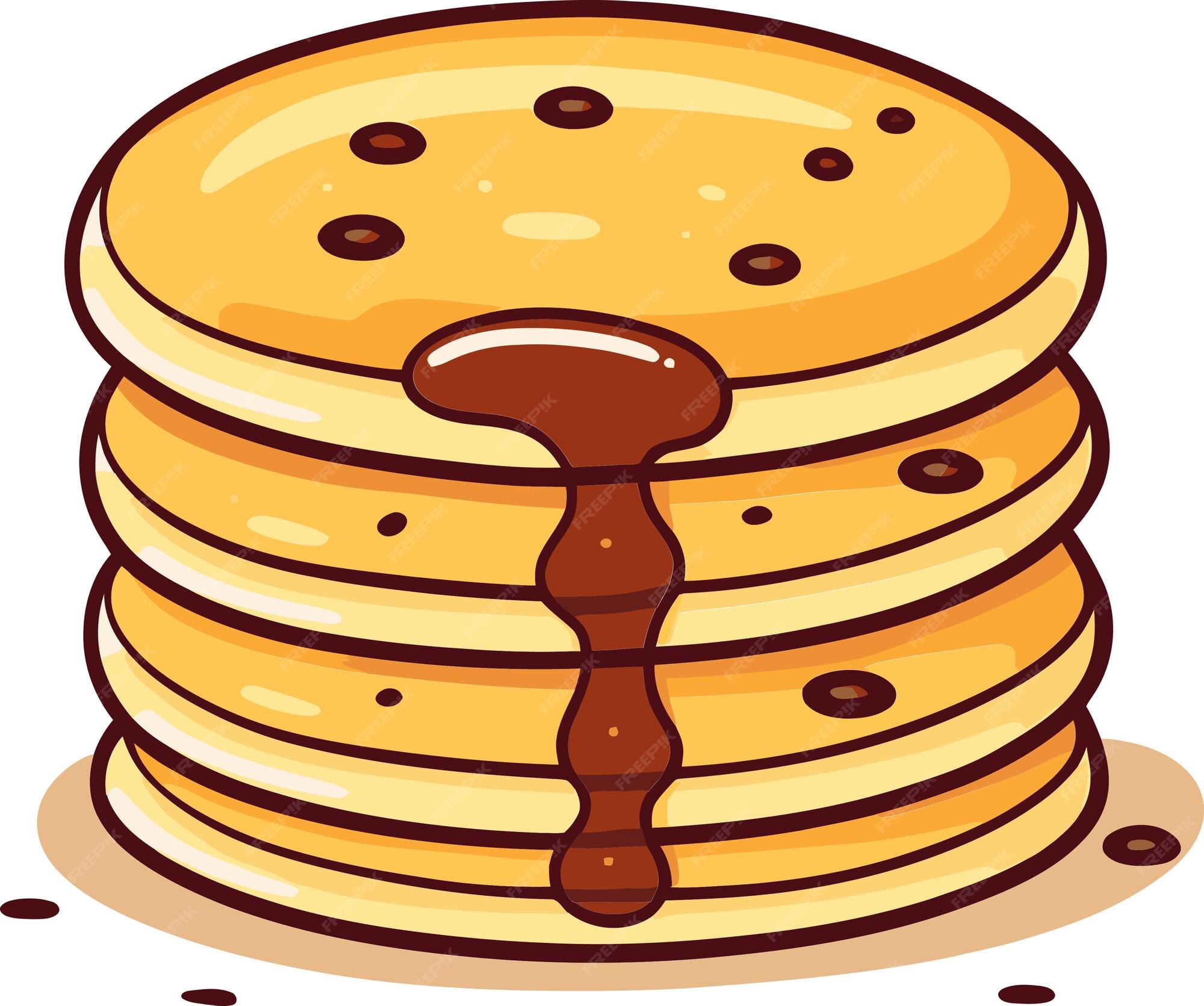 Premium Vector A Cartoon Illustration Of Pancakes With Syrup On Them