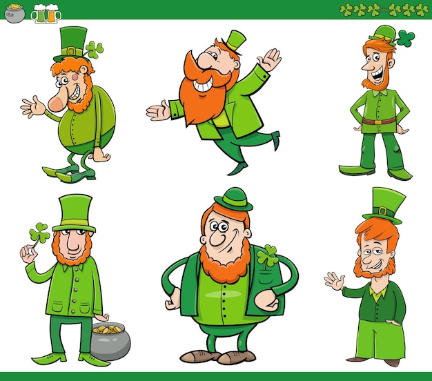 Premium Vector Cartoon Leprechaun Characters On Saint Patrick Day Set