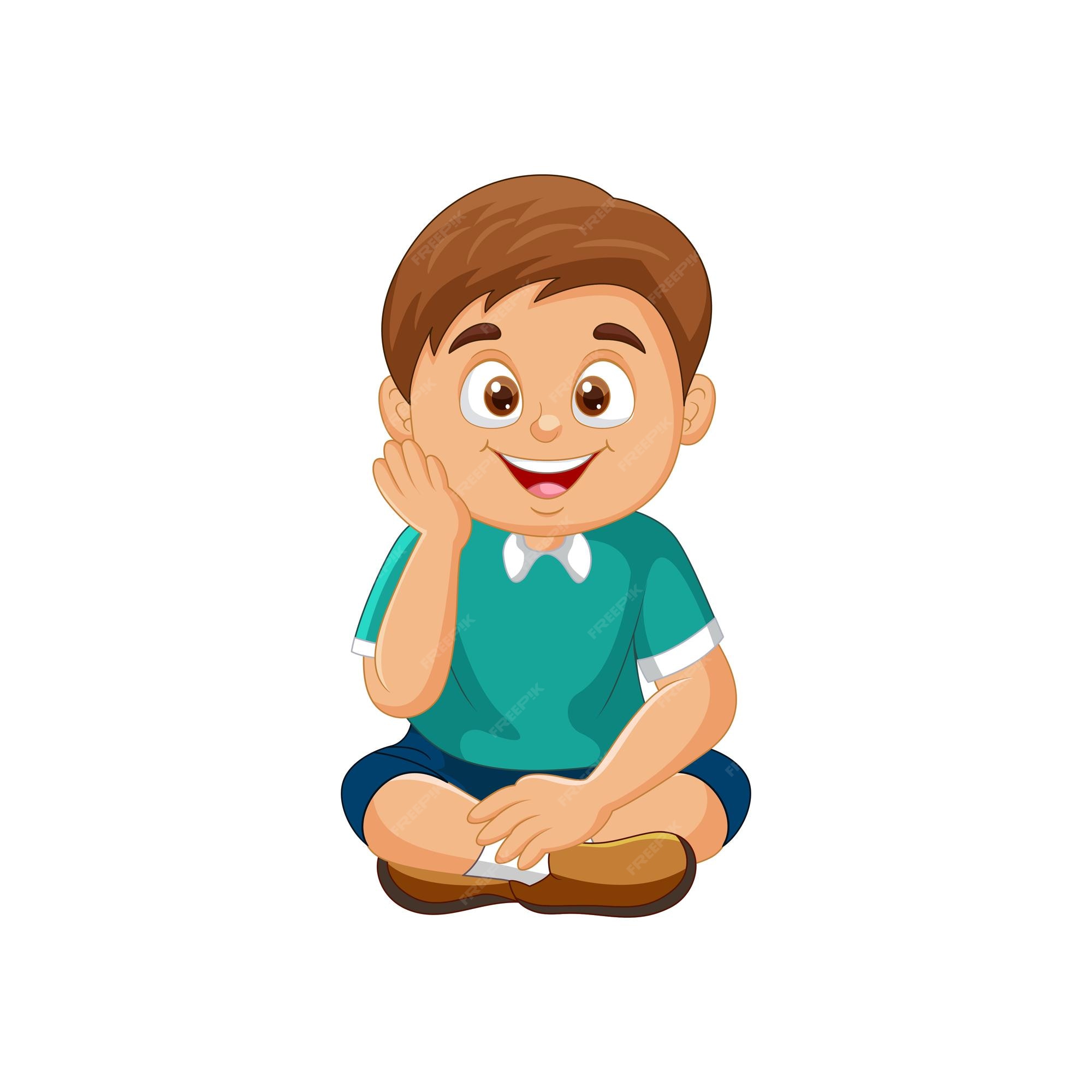 Premium Vector | Cartoon little boy sitting on the floor Premium Vector | Cartoon little boy sitting on the floor