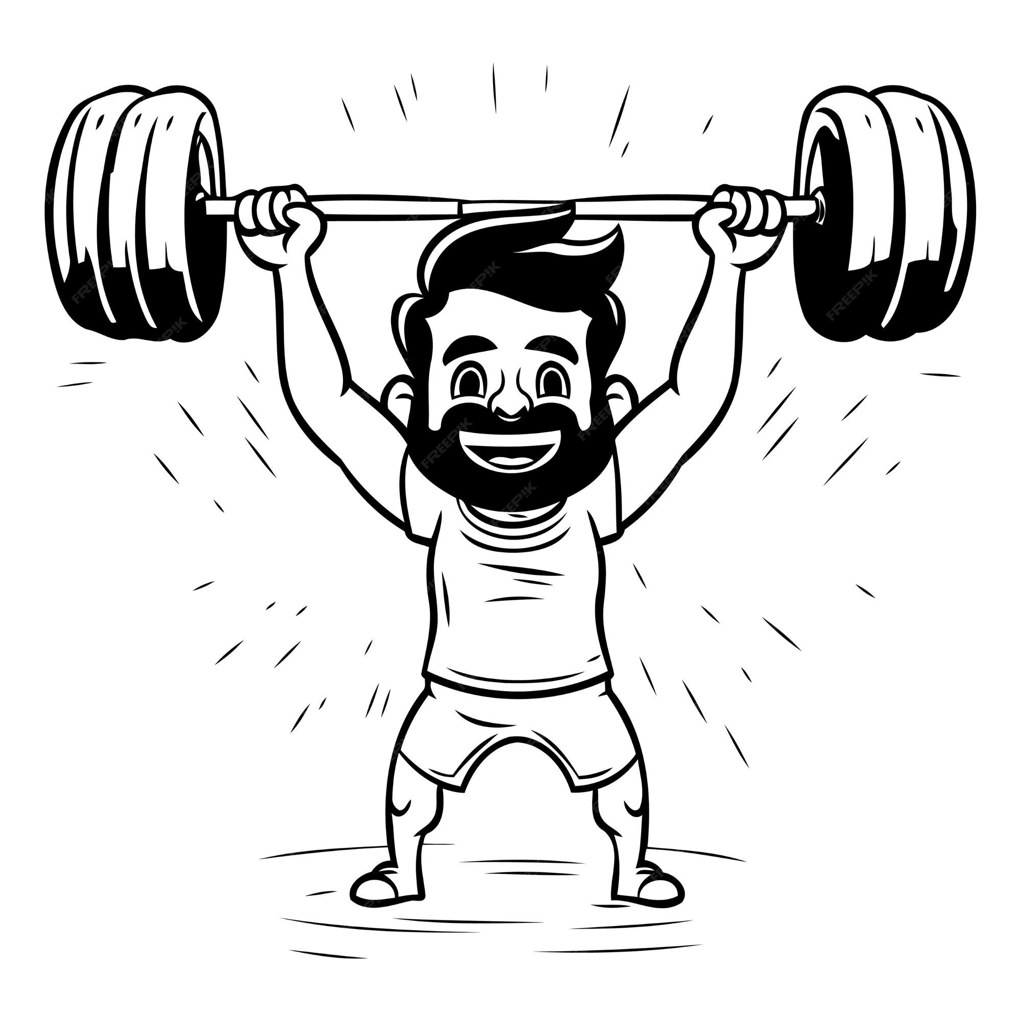 Premium Vector Cartoon Man Lifting A Barbell Vector Illustration Of A