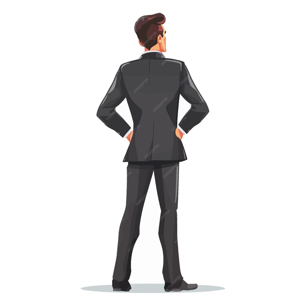 Premium Vector A Cartoon Of A Man In A Suit With His Hands On His Hips