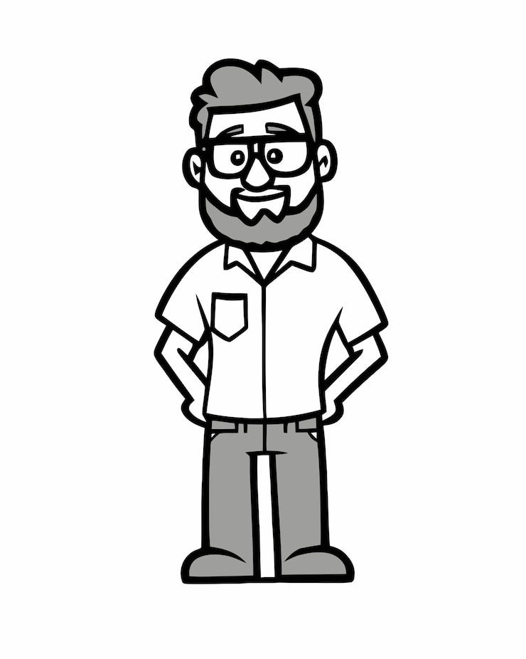 Premium Vector A Cartoon Of A Man With Glasses And A Beard