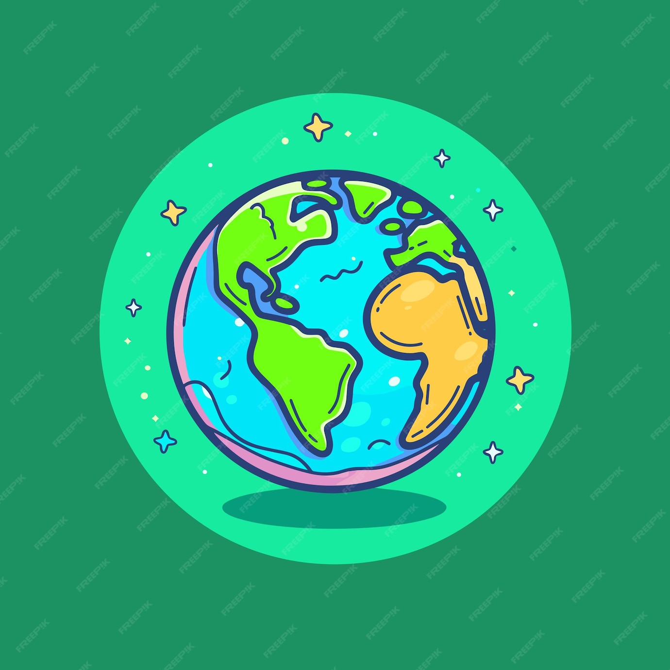 Premium Vector Cartoon Planet Earth Illustration Vector Design Icon