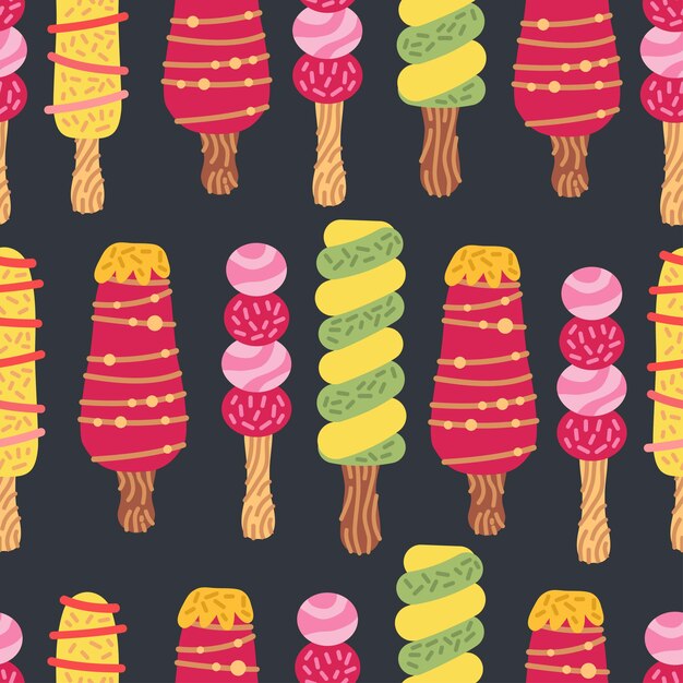 Premium Vector Cartoon Seamless Pattern With Ice Cream In Waffle Cones