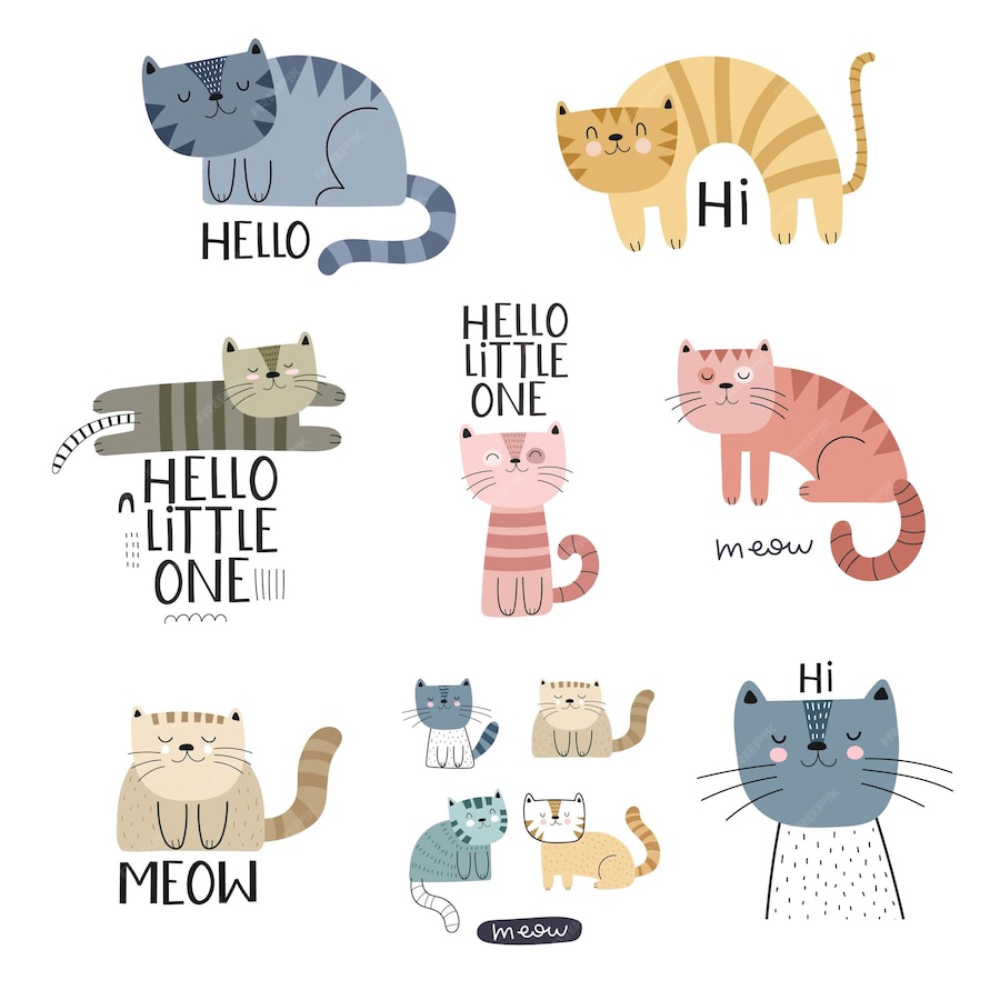 Premium Vector Cartoon Set Of Cats