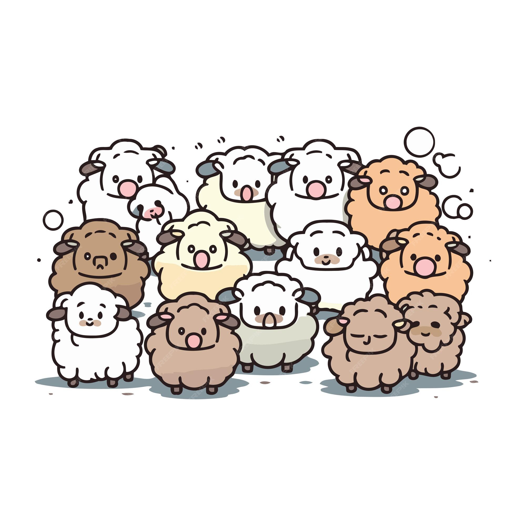 Premium Vector | Cartoon sheeps vector illustration of cute cartoon sheeps Premium Vector | Cartoon sheeps vector illustration of cute cartoon sheeps