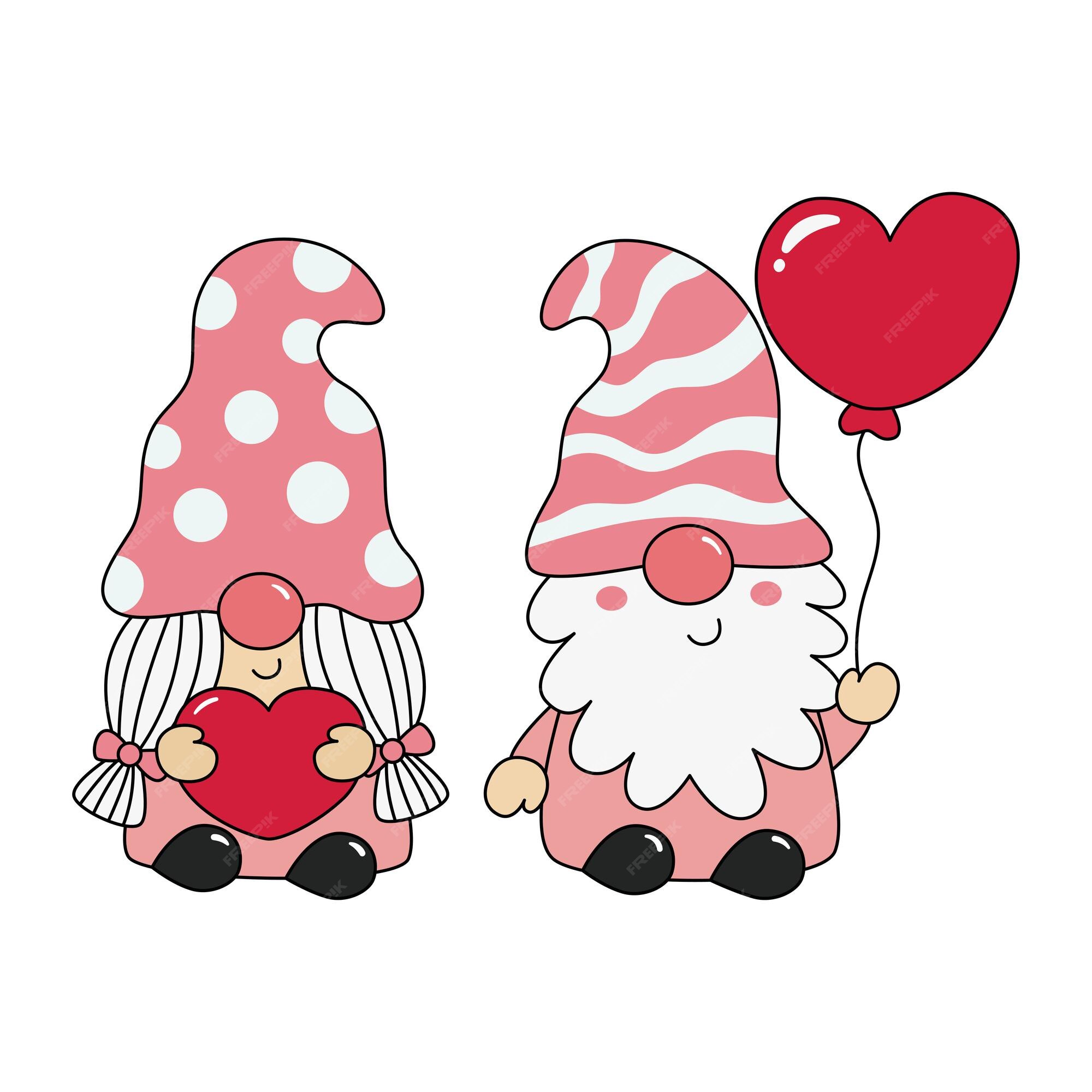 Premium Vector Cartoon Valentine Gnomes Character Isolated On White