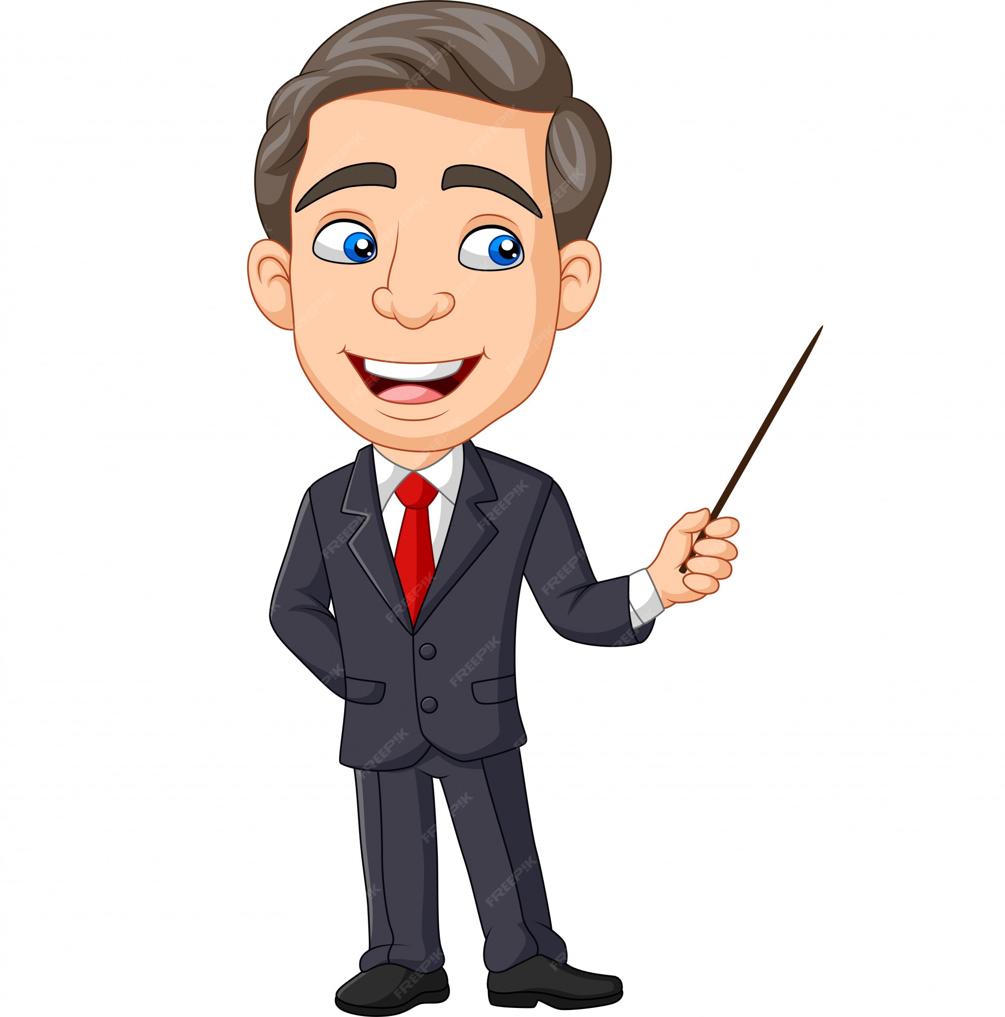 Premium Vector | Cartoon young businessman presenting with a pointer Premium Vector | Cartoon young businessman presenting with a pointer