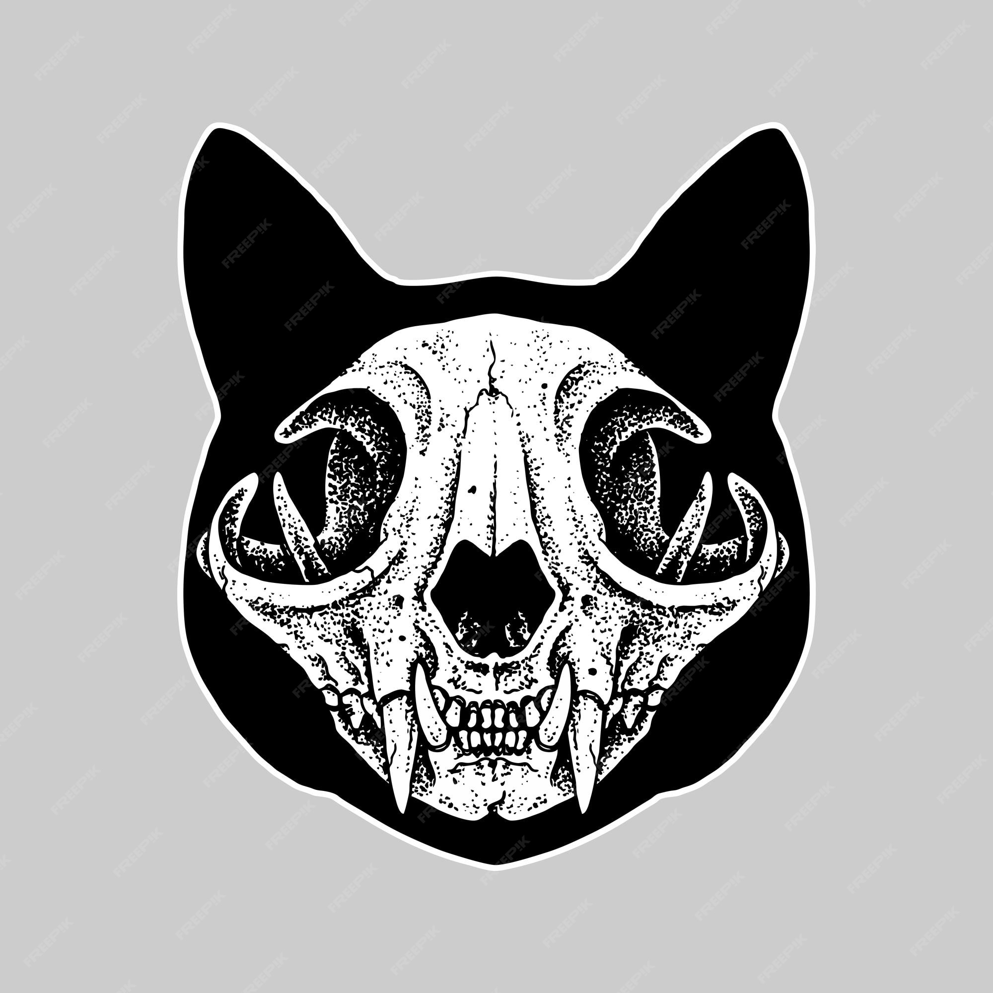 Premium Vector Cat Skull Cat Silhouette Vector Illustration Art