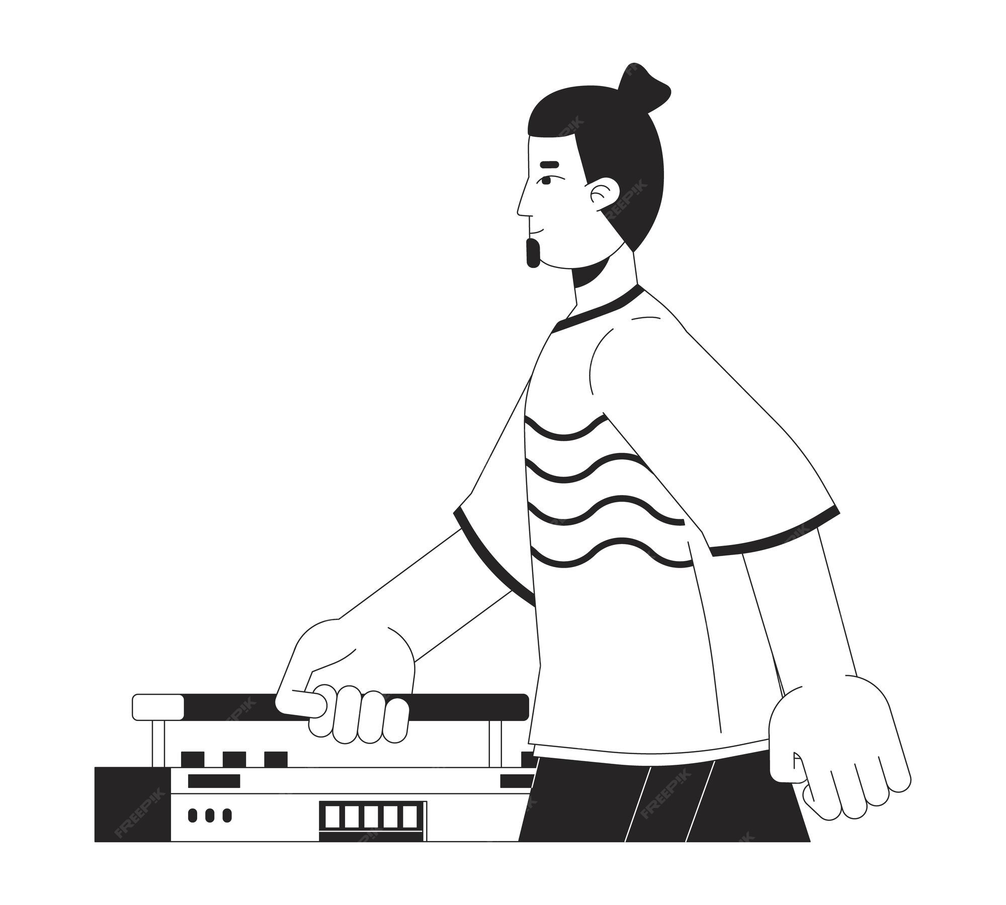 Premium Vector Caucasian Bearded Man Walking With Boombox Black And