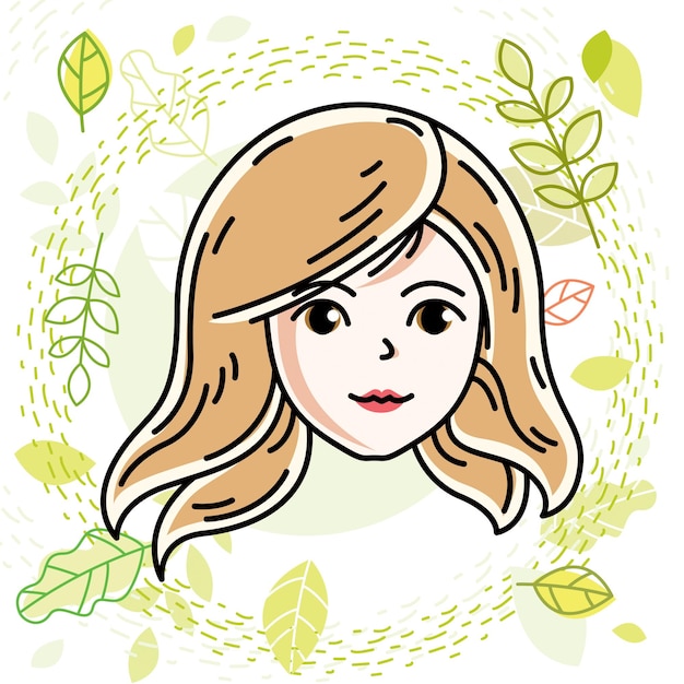Premium Vector Caucasian Woman Face Vector Human Head Illustration