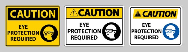 Premium Vector Caution Sign Eye Protection Required On White Background