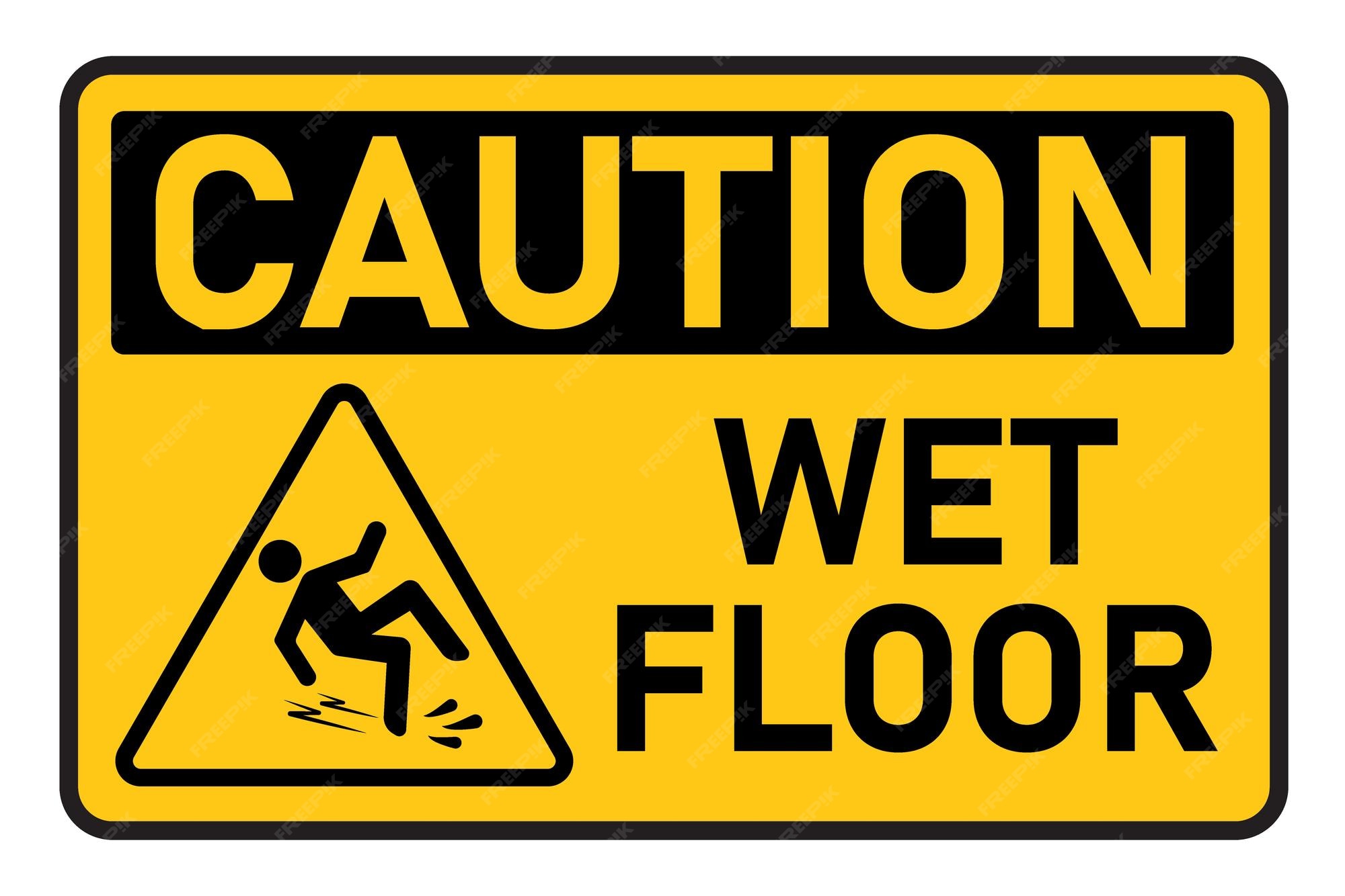 Premium Vector Caution Slippery After Cleaning Wet Floor Yellow