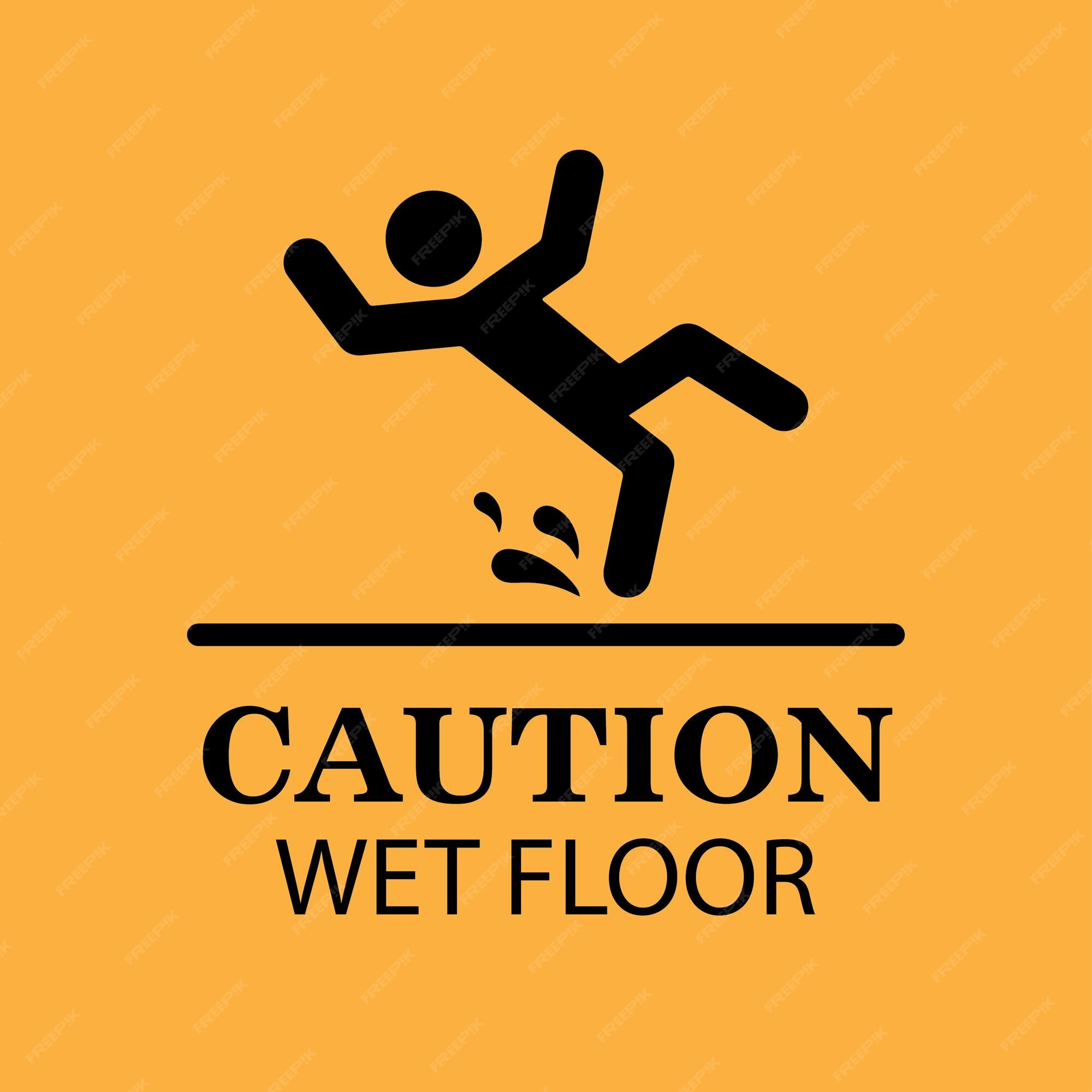 Premium Vector Caution Wet Floor Sign