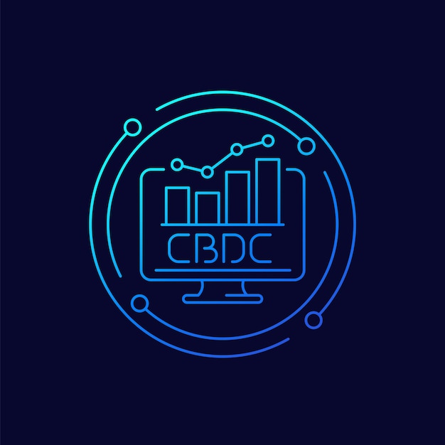 Premium Vector | CBDC icon with a graph linear design Premium Vector | CBDC icon with a graph linear design