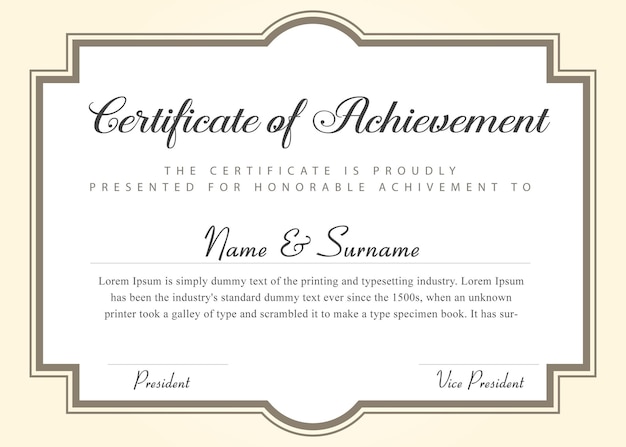 Premium Vector | A certificate of achievement is proudly presented for ... Premium Vector | A certificate of achievement is proudly presented for ...