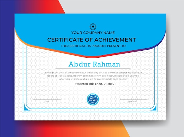 Premium Vector | Certificate Achievement template premium vector Premium Vector | Certificate Achievement template premium vector