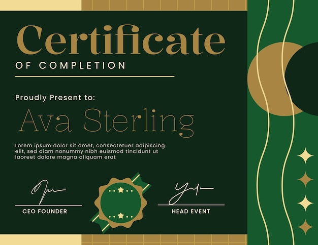 Premium Vector | Certificate Completion Template Design Premium Vector | Certificate Completion Template Design