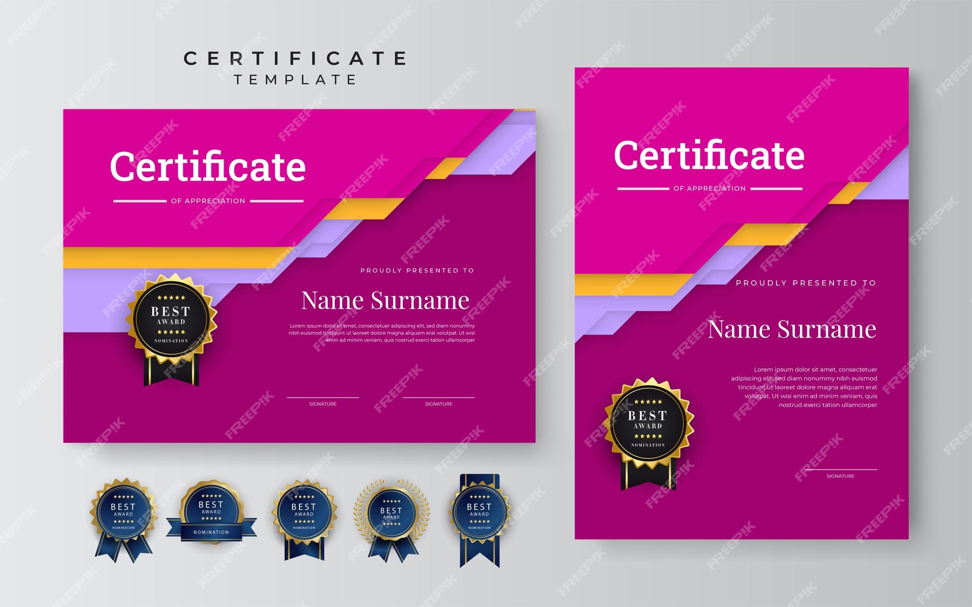 Premium Vector | Certificate template with luxury and modern pattern ... Premium Vector | Certificate template with luxury and modern pattern ...