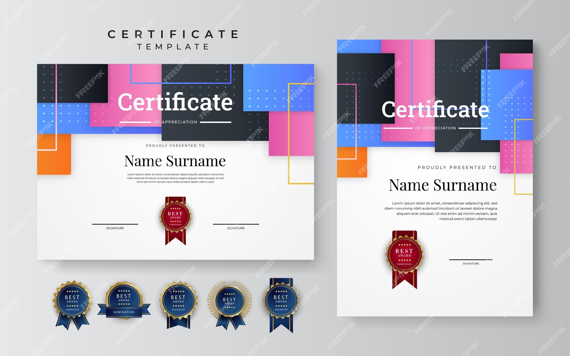 Premium Vector | Certificate template with luxury and modern pattern ... Premium Vector | Certificate template with luxury and modern pattern ...