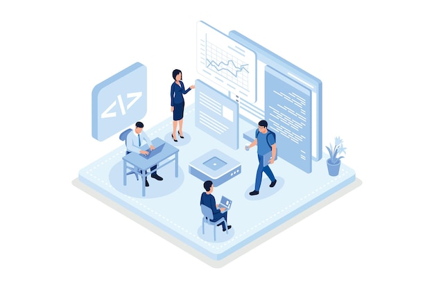 Premium Vector | Character Developing new Software on Laptop. Freelance ... Premium Vector | Character Developing new Software on Laptop. Freelance ...