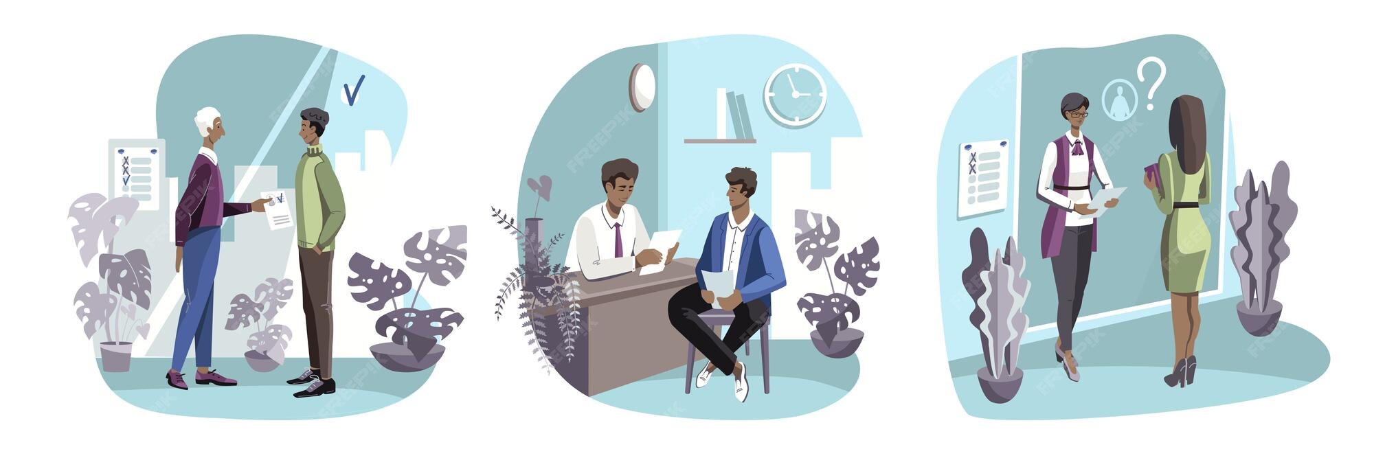 Premium Vector | Characters at job interview Premium Vector | Characters at job interview