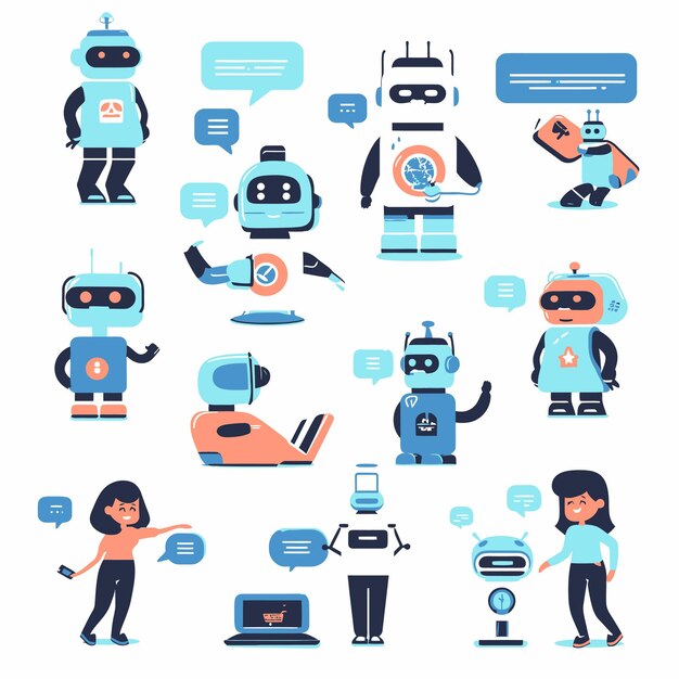 Premium Vector | Chat_bot_flat_set_with_isolated_compositions Premium Vector | Chat_bot_flat_set_with_isolated_compositions