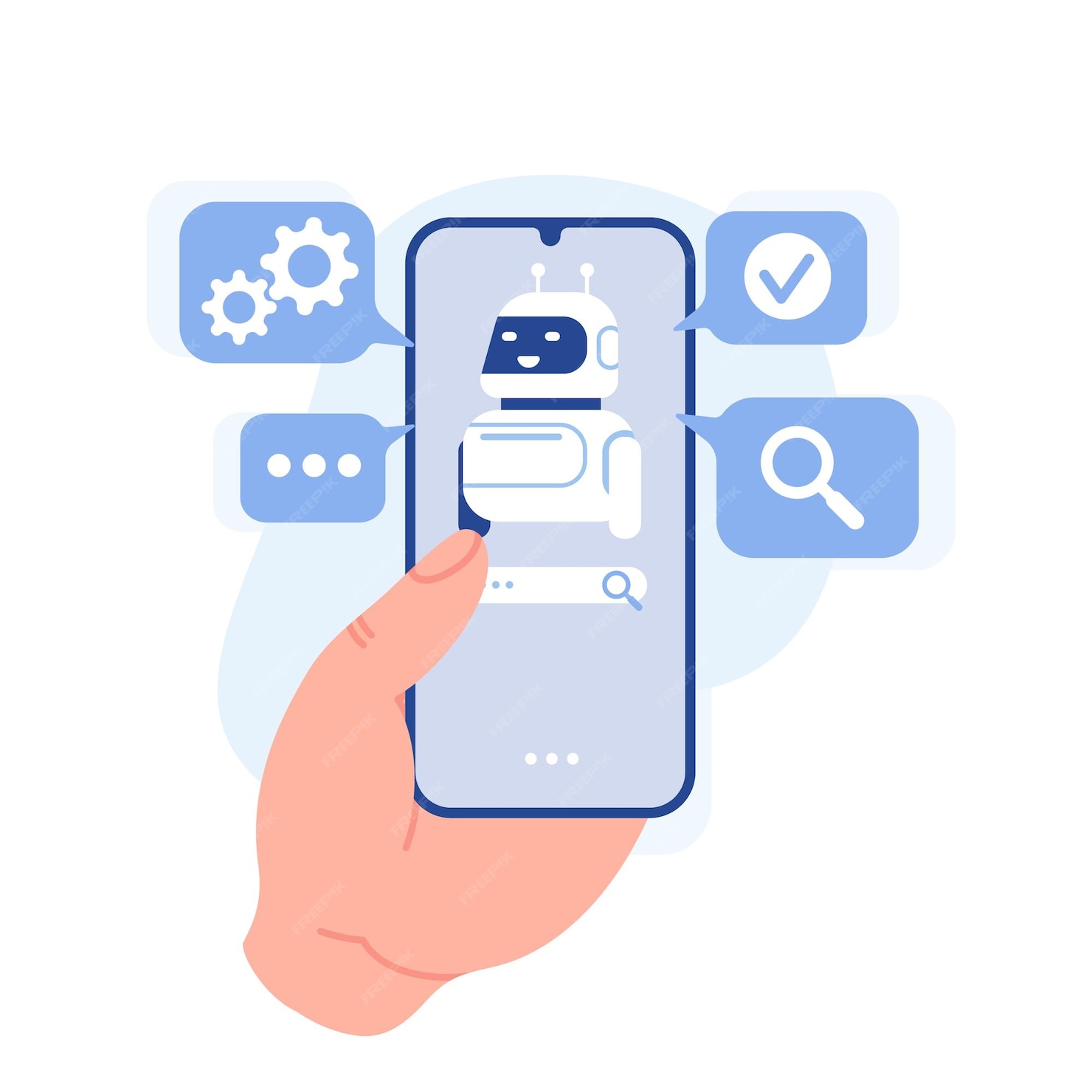 Premium Vector Chat Bot In Your Smartphone Digital Support Robot Mobile Customer Service