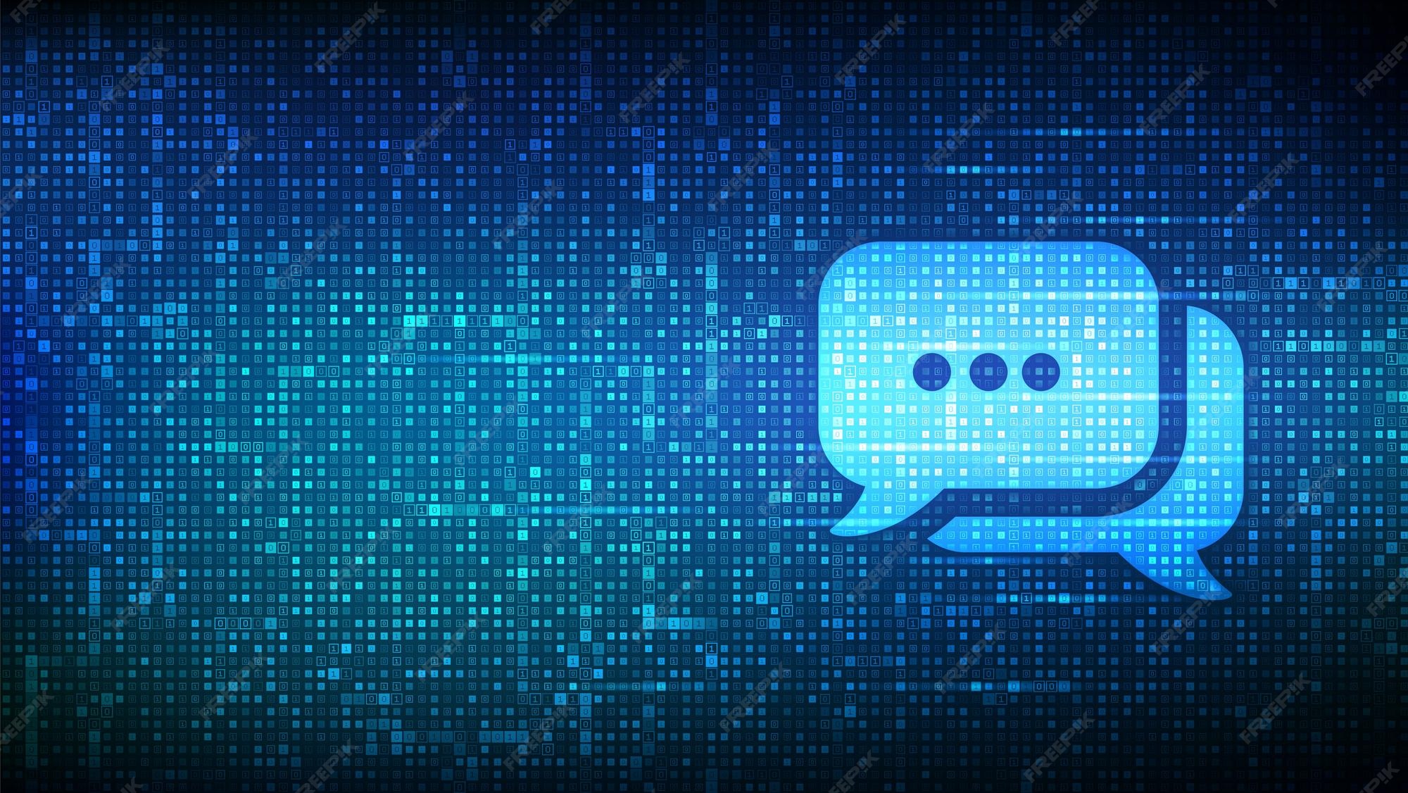Premium Vector | Chat icon made with binary code chatbot assistant ...