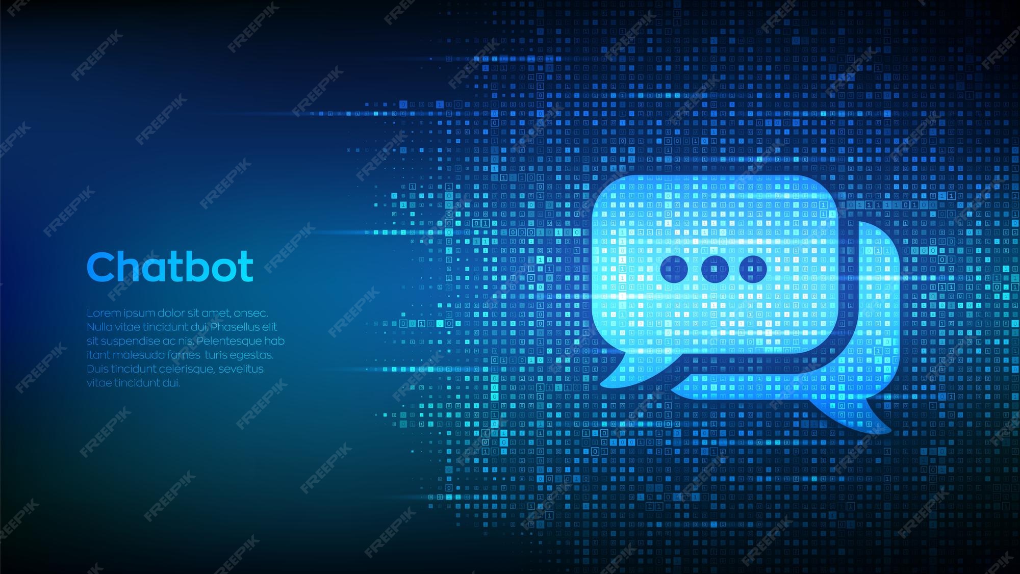 Premium Vector | Chat icon made with binary code chatbot assistant application talk bubble ...