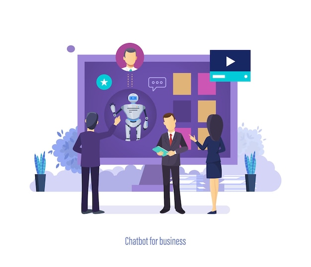 Premium Vector | Chatbot for business virtual robot assistant help desk ... Premium Vector | Chatbot for business virtual robot assistant help desk ...