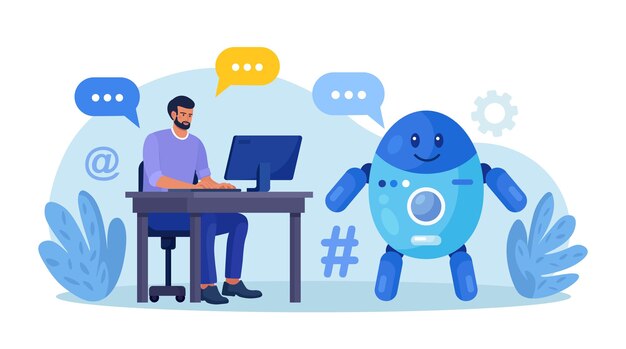Premium Vector | Chatbot conversation with clients Chat bot chatting ...