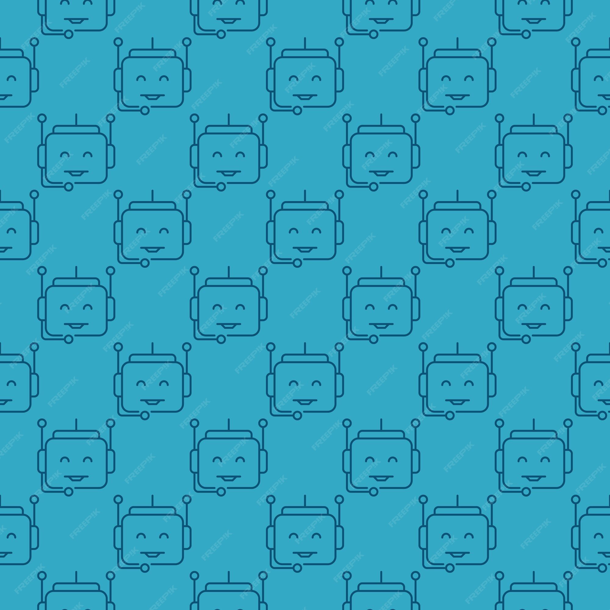 Premium Vector | Chatbot robot head vector concept outline seamless pattern Premium Vector | Chatbot robot head vector concept outline seamless pattern