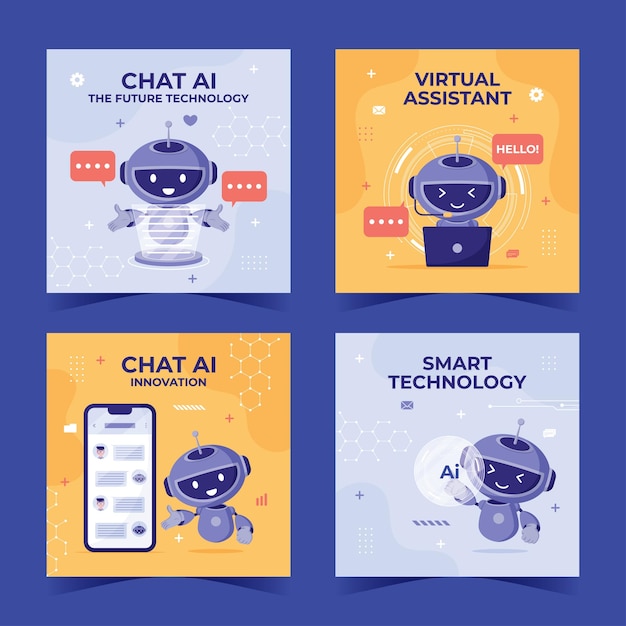 Premium Vector | Chatbot technology virtual assistant social media post ... Premium Vector | Chatbot technology virtual assistant social media post ...