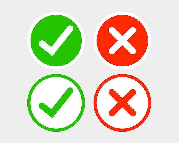 Premium Vector | Check and Cross Mark Button Set Premium Vector | Check and Cross Mark Button Set