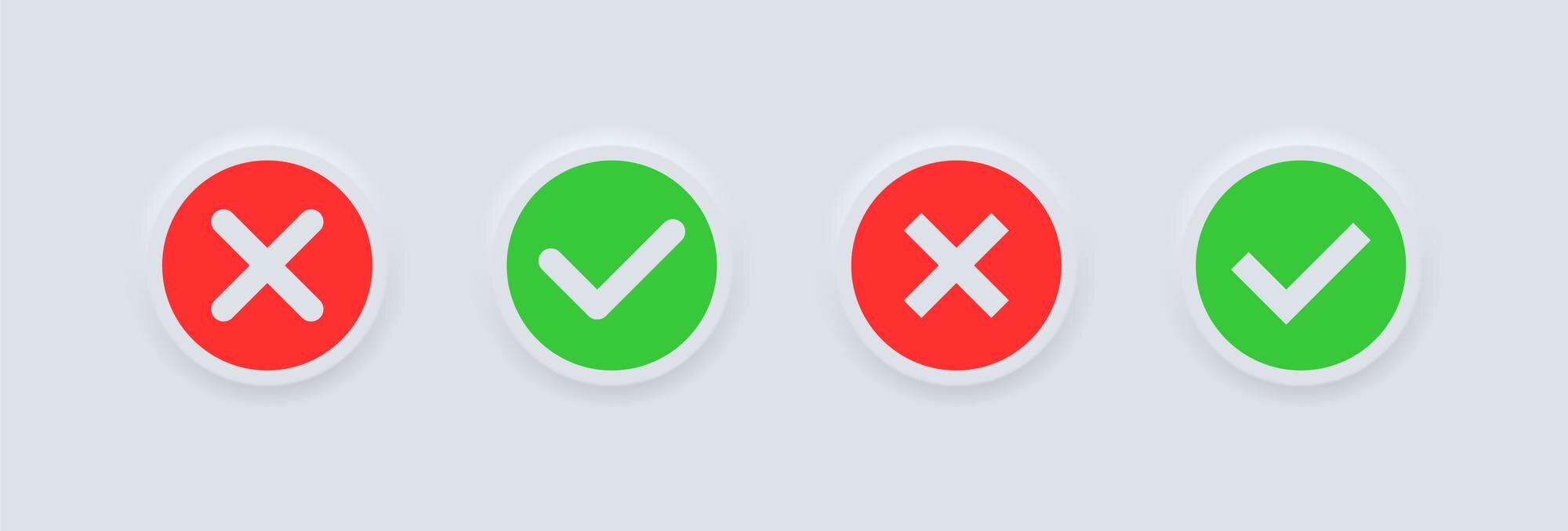 Premium Vector | Check mark and cross icons flat red cross green ... Premium Vector | Check mark and cross icons flat red cross green ...