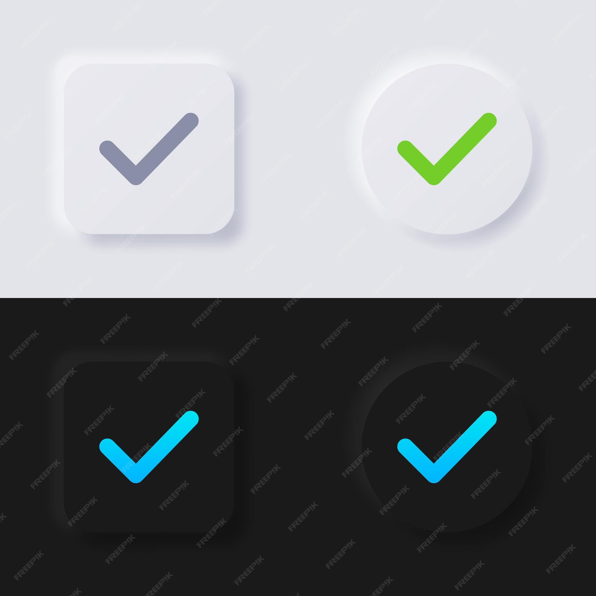 チェック マーク アイコン セット多色ニューモーフィズム ボタン ソフト Ui デザイン Web デザイン アプリケーション Ui など