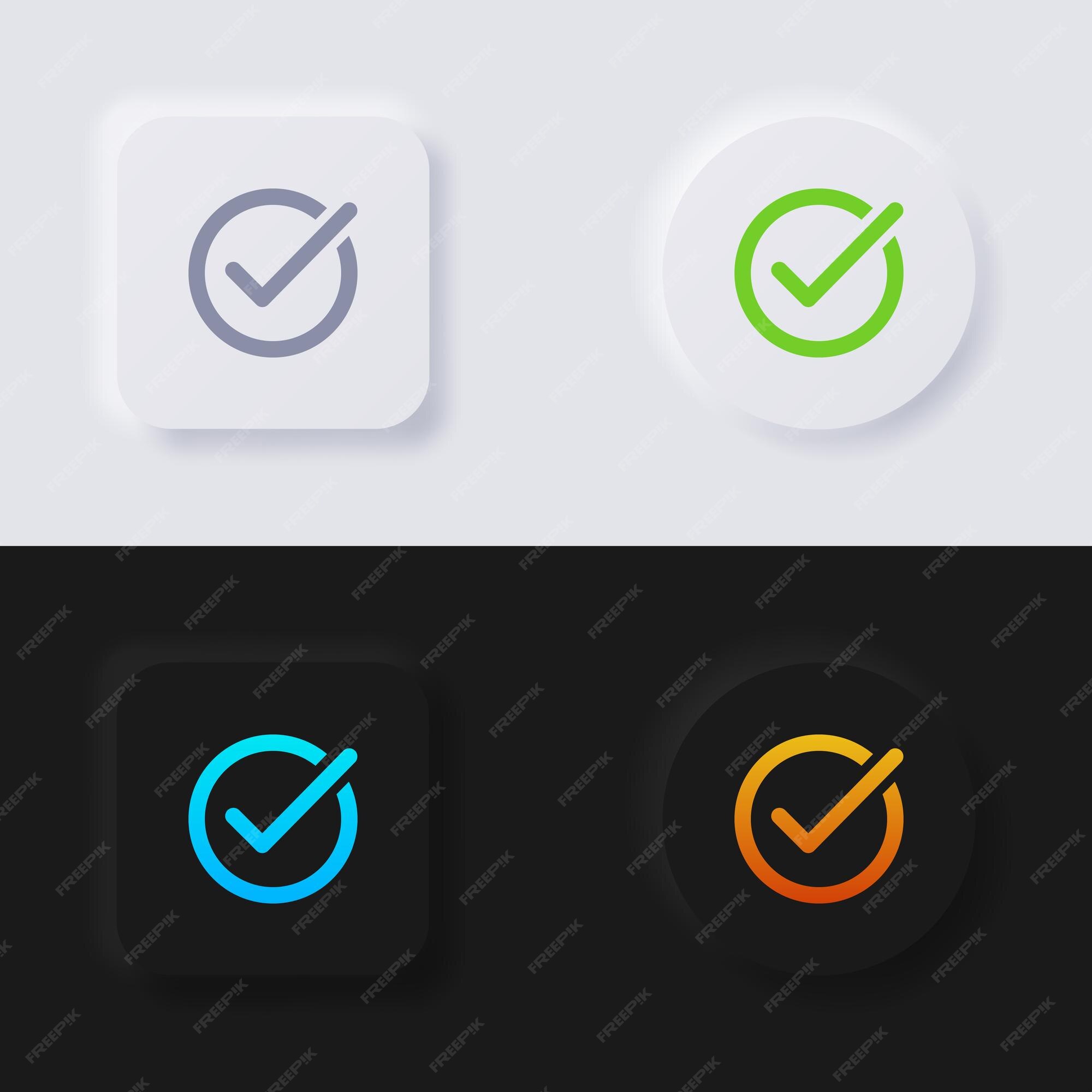 Premium Vector | Check mark icon set multicolor neumorphism button soft ui design for web design ...