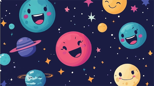 Cheerful Galaxy Emotes A Whimsical Space Adventure vector illustration ... Cheerful Galaxy Emotes A Whimsical Space Adventure vector illustration ...
