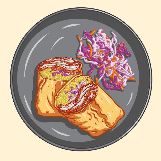 Premium Vector | Chicken Katsu Wrap Premium Vector | Chicken Katsu Wrap