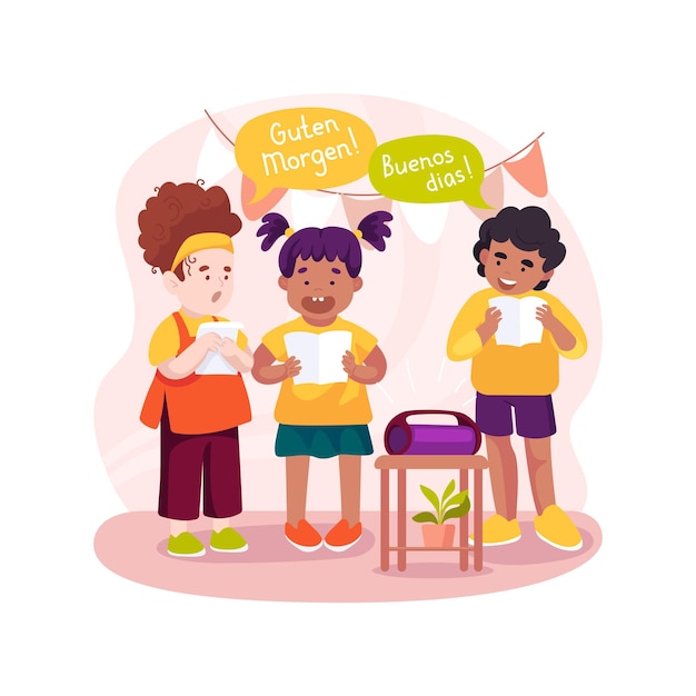 Premium Vector | Children sing in foreign language isolated cartoon ... Premium Vector | Children sing in foreign language isolated cartoon ...