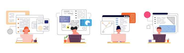 Premium Vector | Children web development cute little kids with ...