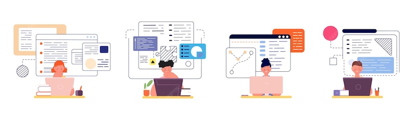 Premium Vector | Children web development cute little kids with ...