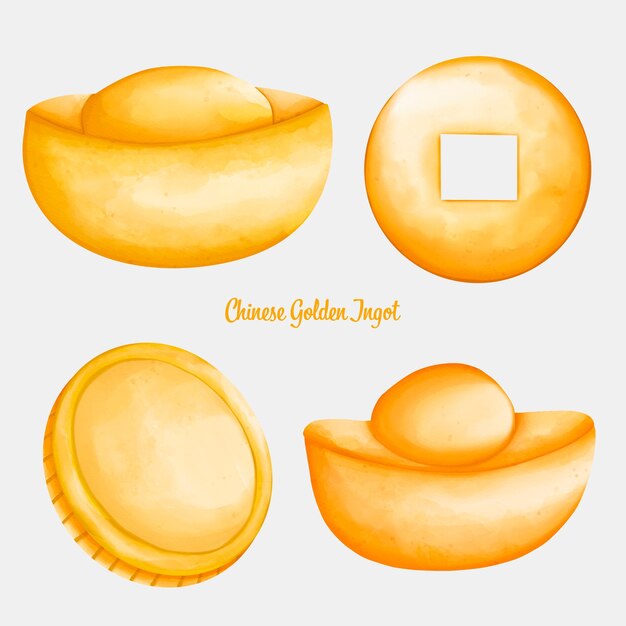 Premium Vector | Chinese golden ingot and gold coins chinese new year ... Premium Vector | Chinese golden ingot and gold coins chinese new year ...
